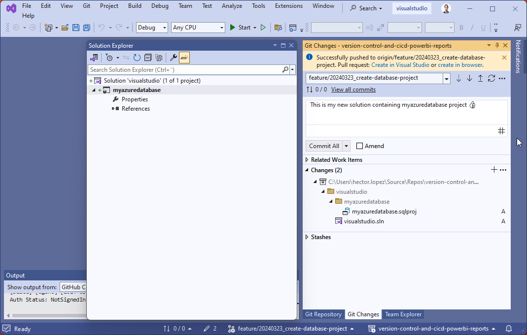 Create a Visual Studio Database project, host in DevOps Git-repo and ...